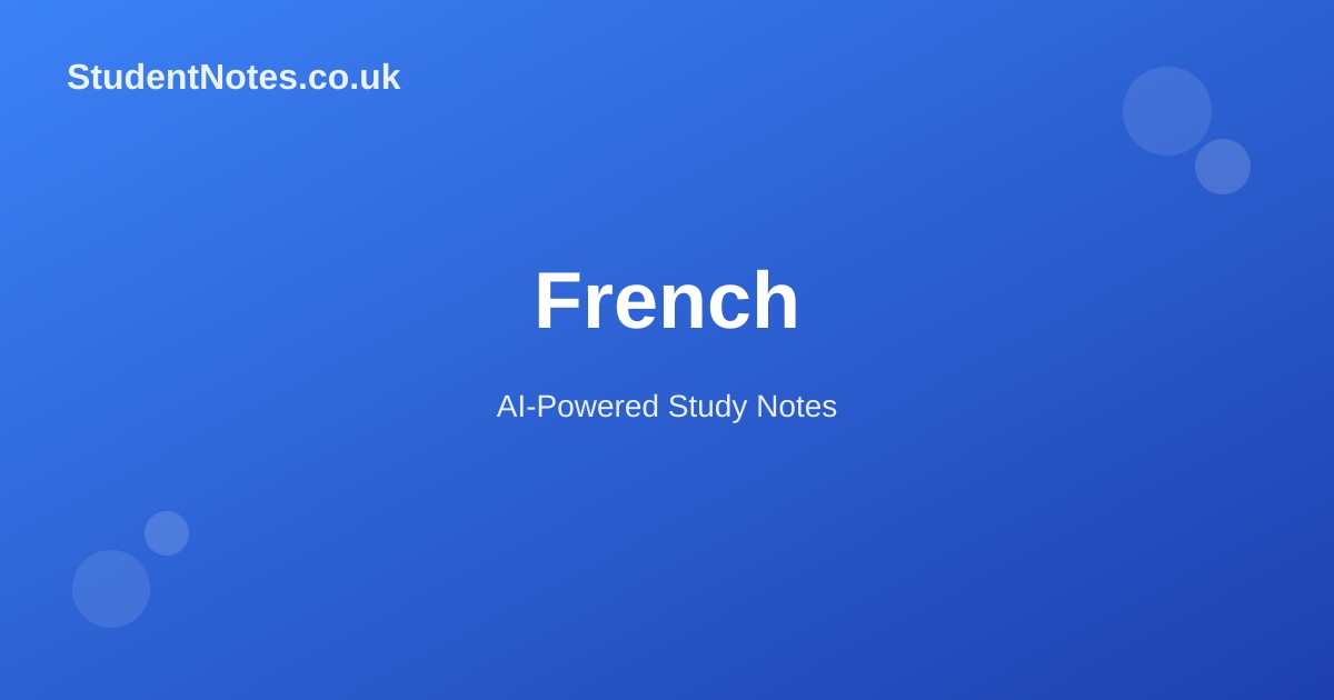 French Language Structures - French (Multiple) | StudentNotes.co.uk